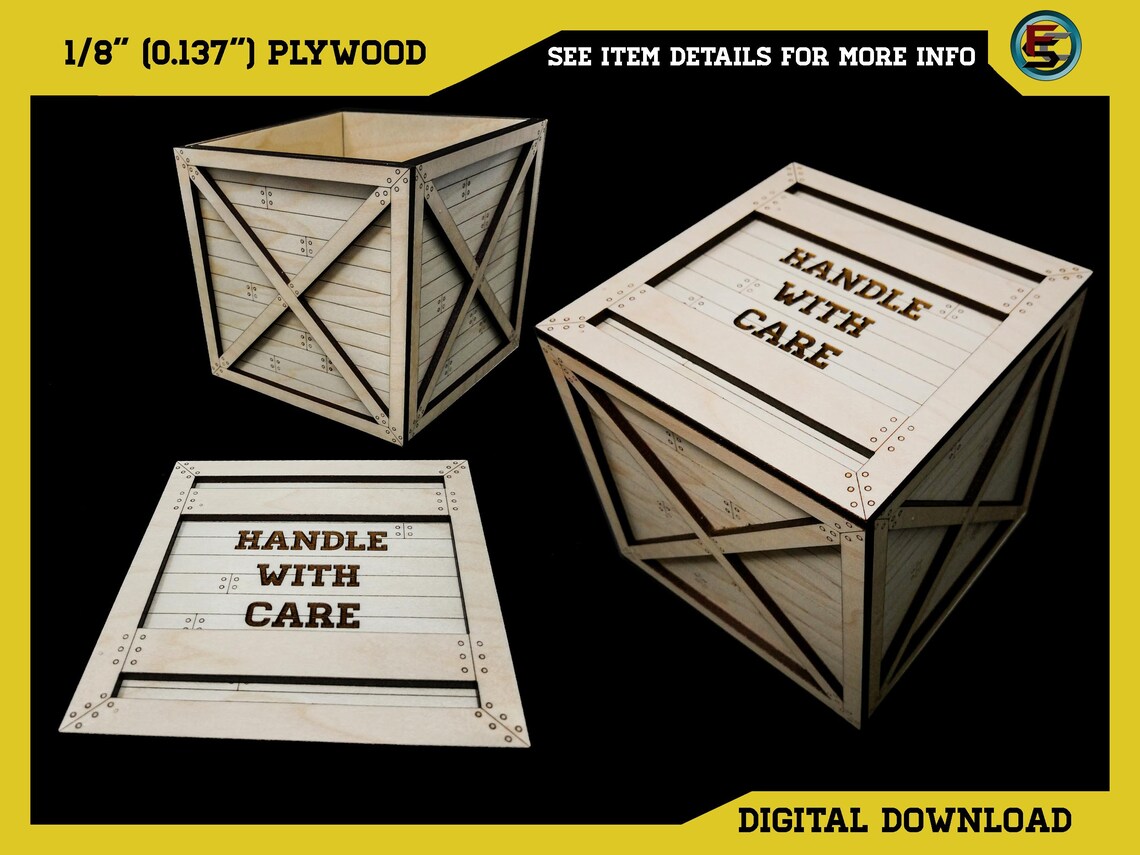 Wood Crate SVG + Ai Laser Cut Files -- INSTANT DOWNLOAD - Etsy