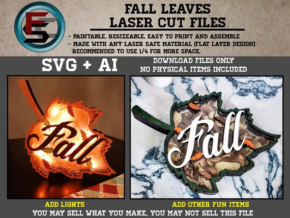 Fall Leaves SVG Ai Laser Cut Files INSTANT DOWNLOAD - Etsy