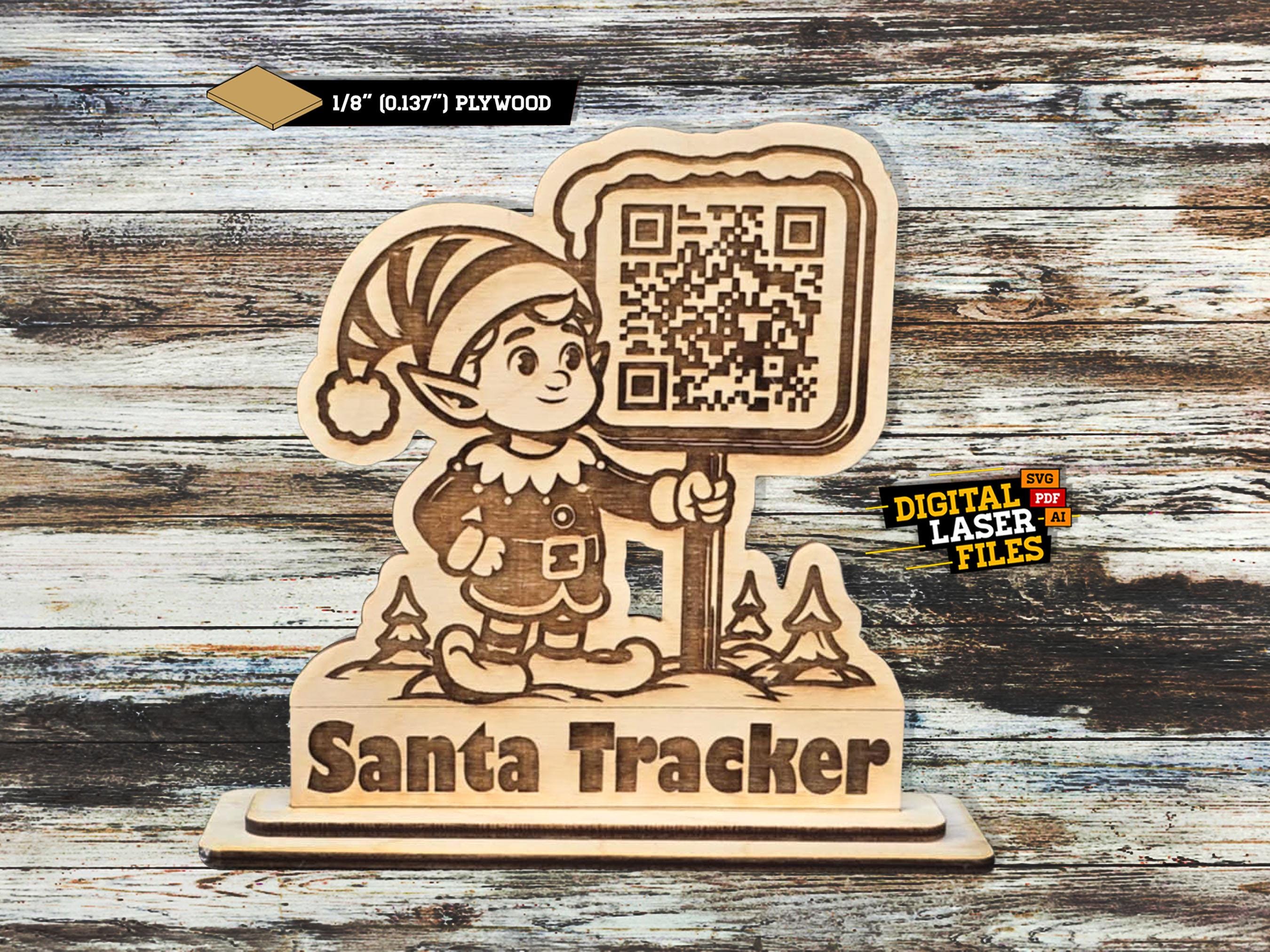 Elf Version - Santa Tracker Display SVG + Ai Laser Cut Files -- INSTANT ...