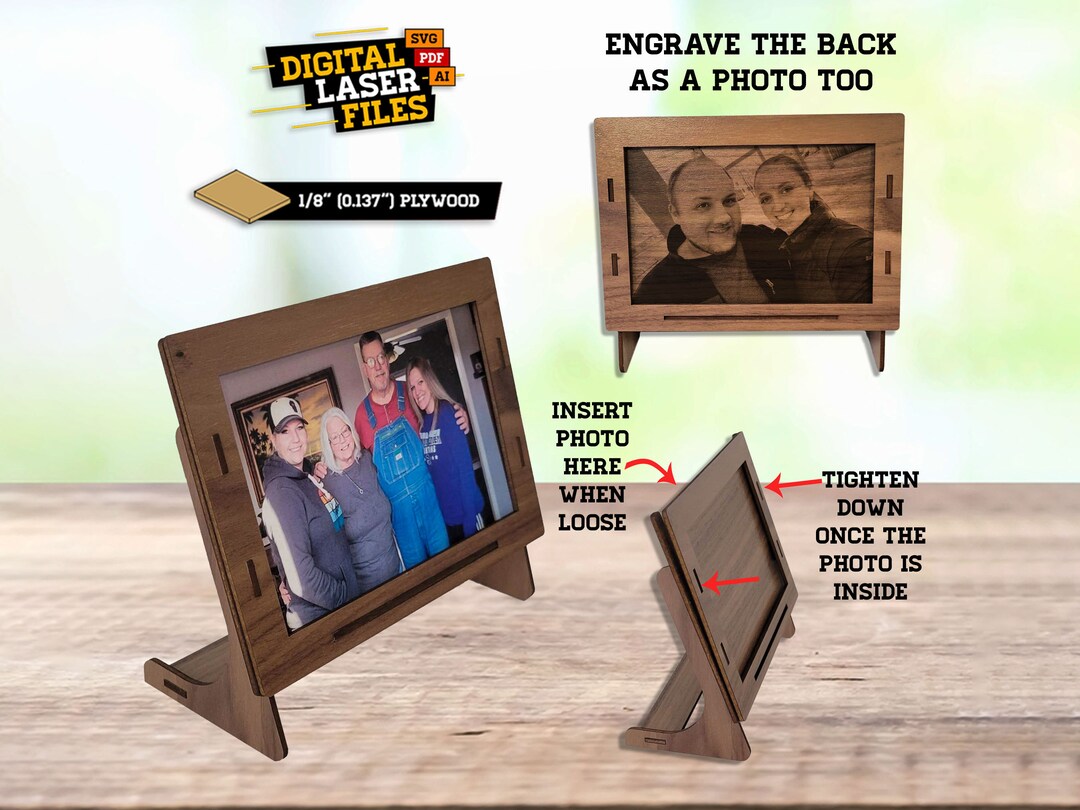 Basic Photo Frame Stand SVG + Ai Laser Cut Files -- INSTANT DOWNLOAD - Etsy