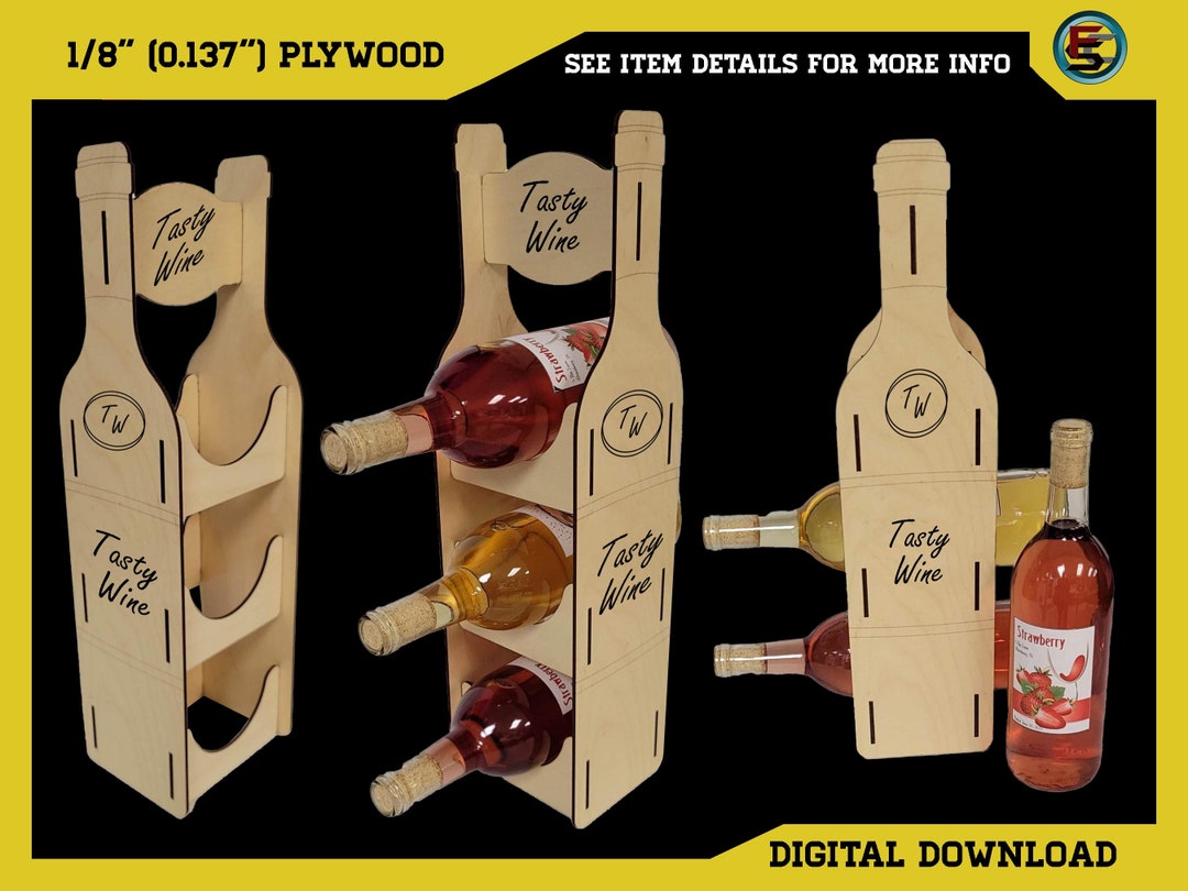 Bottle Shaped Wine Rack SVG Ai Laser Cut Files INSTANT - Etsy