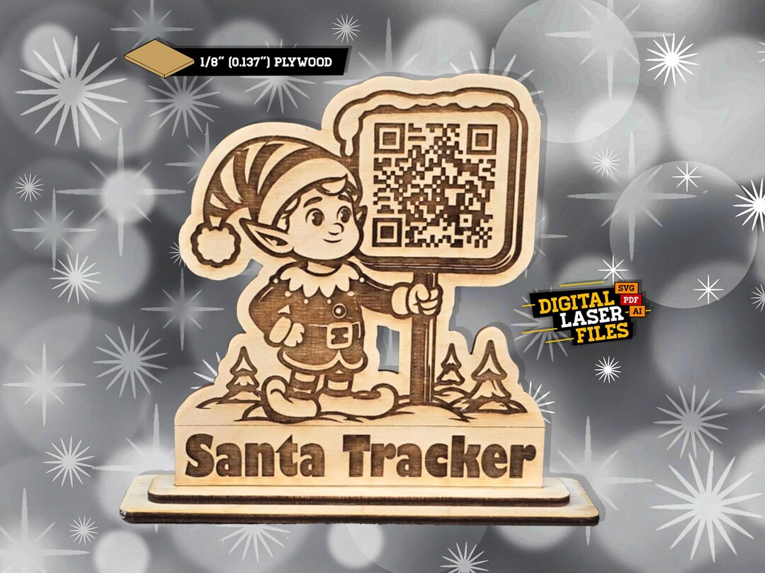 Elf Version - Santa Tracker Display SVG + Ai Laser Cut Files -- INSTANT ...