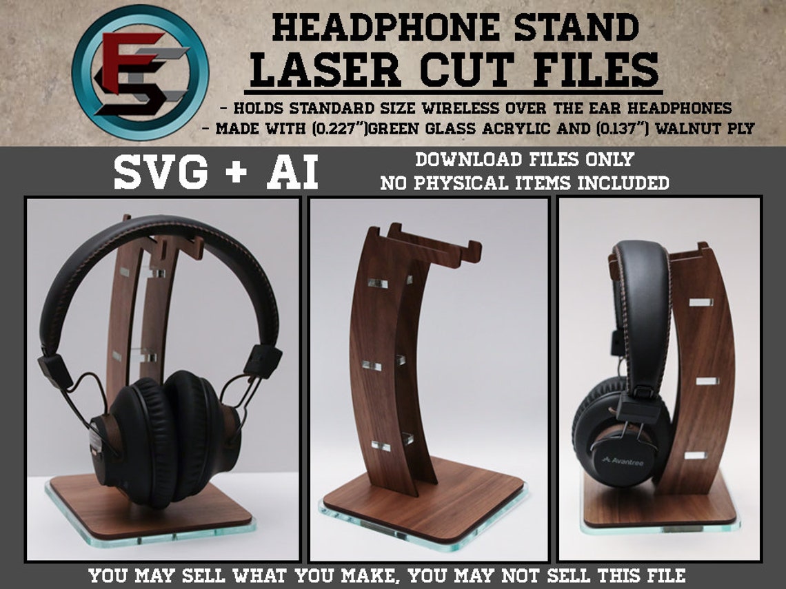 Headphone Stand SVG Ai Laser Cut Files INSTANT DOWNLOAD | Etsy India