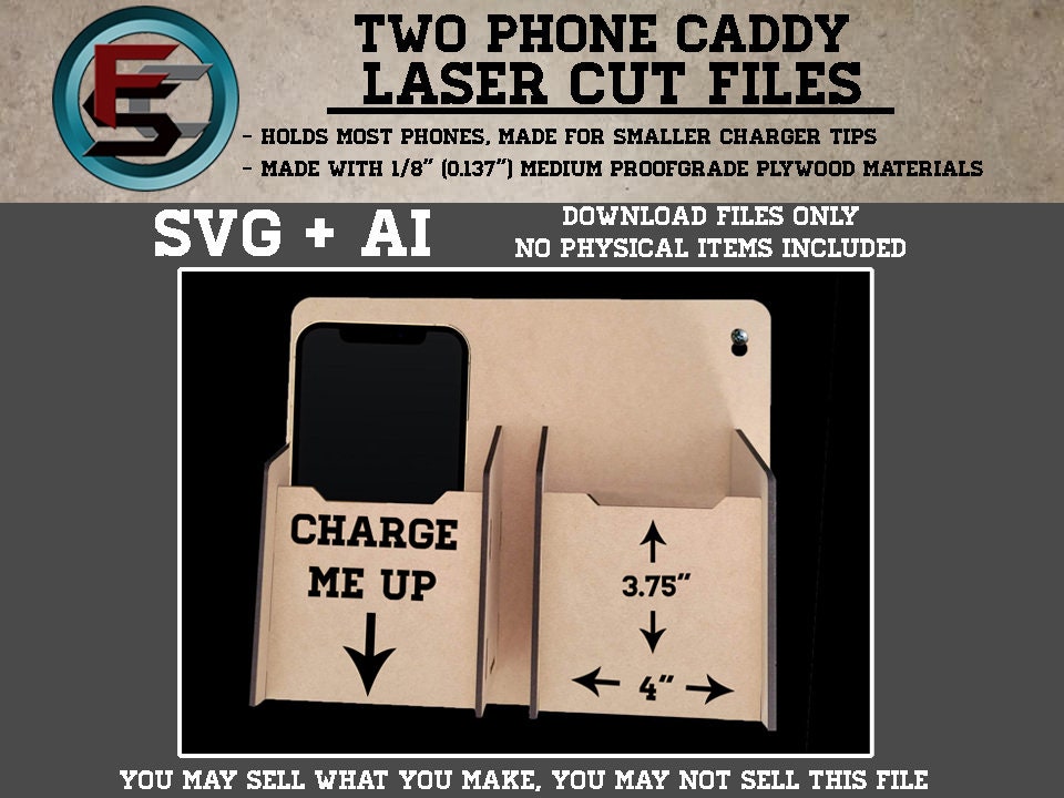 Two Phone Caddy SVG Ai Laser Cut Files INSTANT DOWNLOAD - Etsy