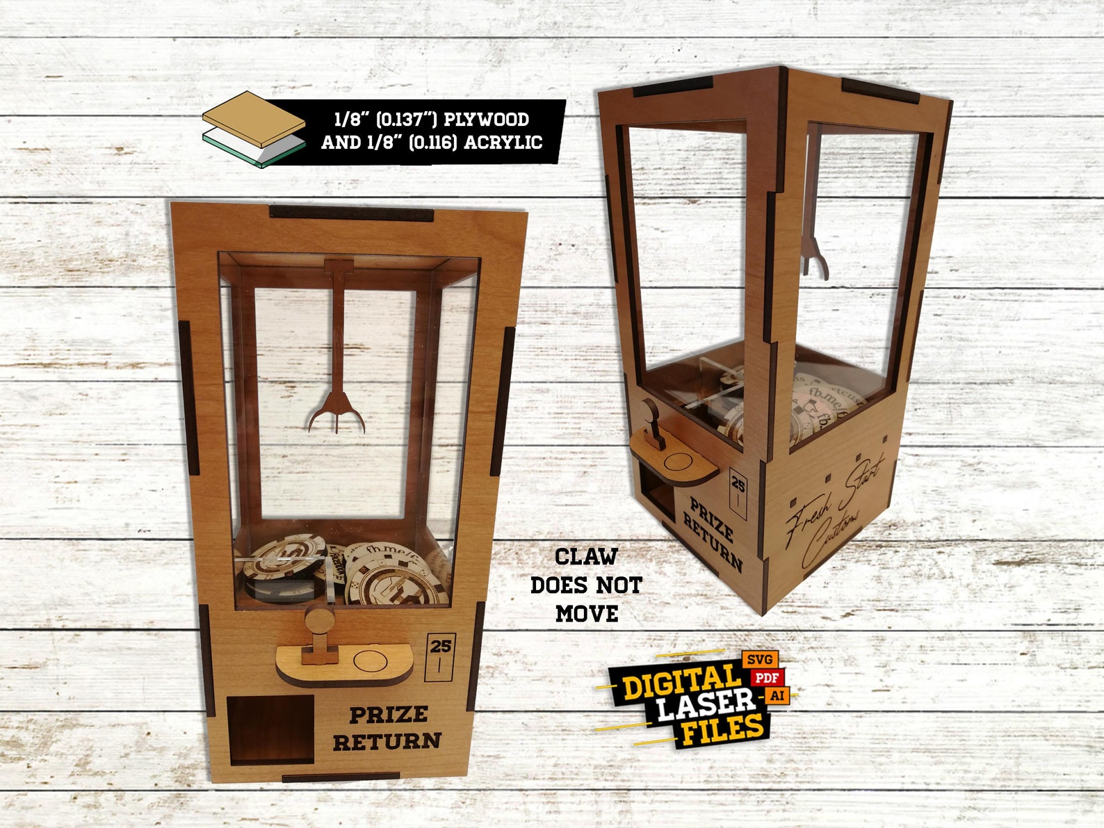 Arcade Claw Machine SVG + Ai Laser Cut Files -- INSTANT DOWNLOAD - Etsy
