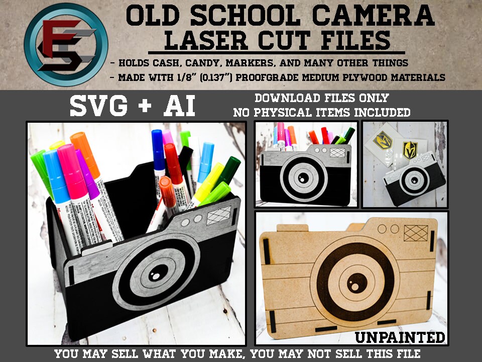 Old School Camera SVG Ai Laser Cut Files INSTANT DOWNLOAD - Etsy