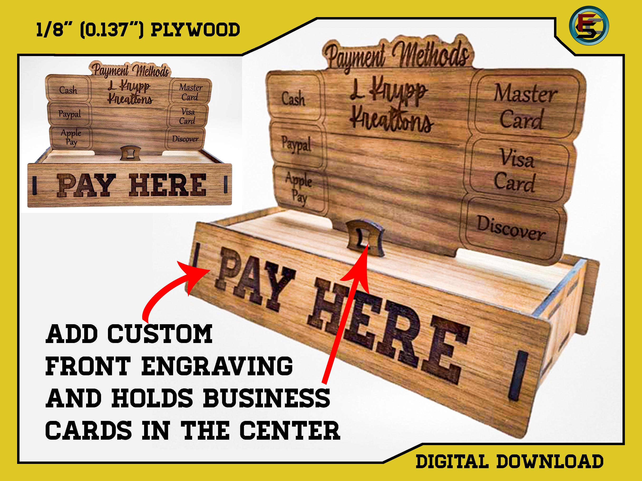 Raised Payment Stand SVG + Ai Laser Cut Files -- INSTANT DOWNLOAD ...