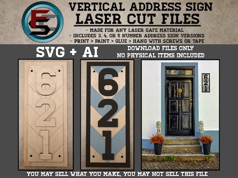 Vertical Address Sign Svg Ai Laser Cut Files INSTANT - Etsy