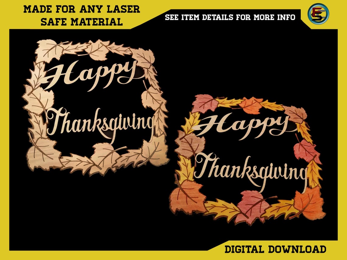 Thanksgiving Day Wreath SVG Ai Laser Cut Files INSTANT - Etsy