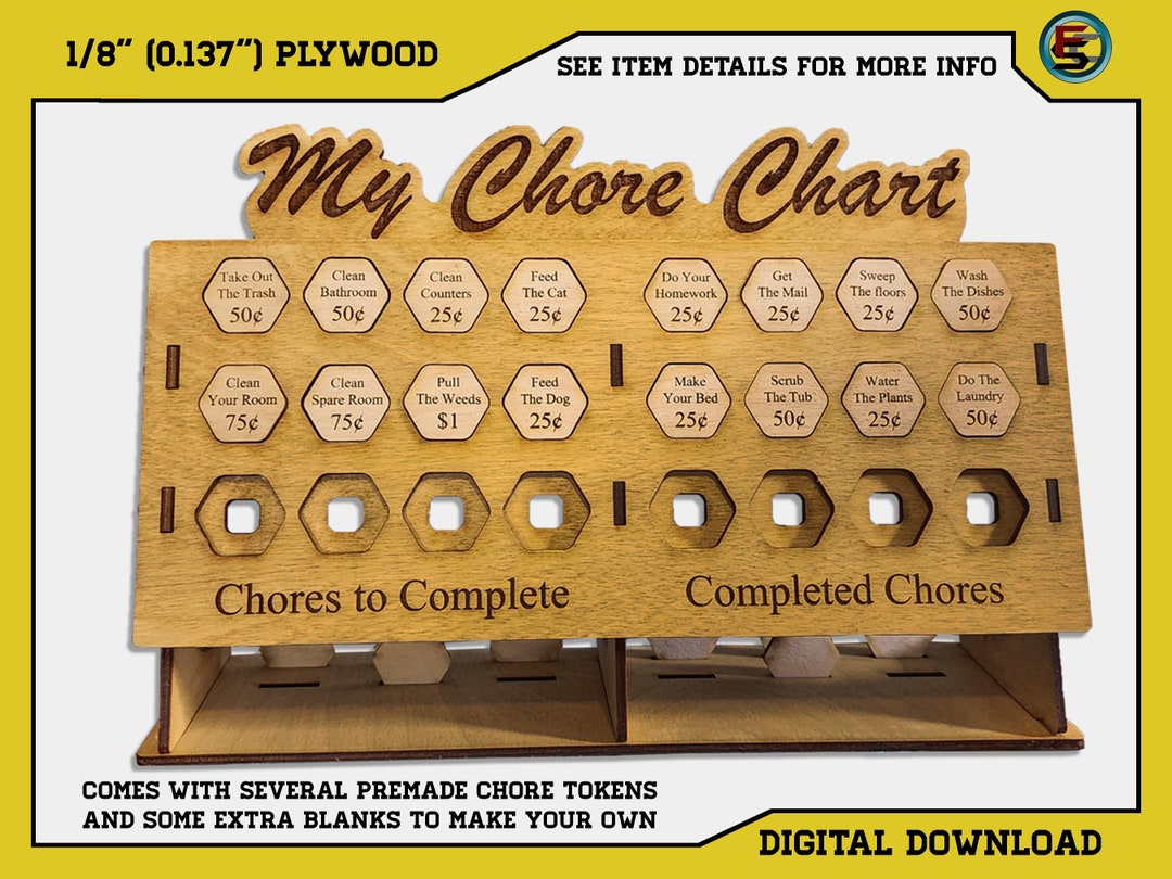 My Chore Chart SVG Ai Laser Cut Files INSTANT DOWNLOAD - Etsy Australia