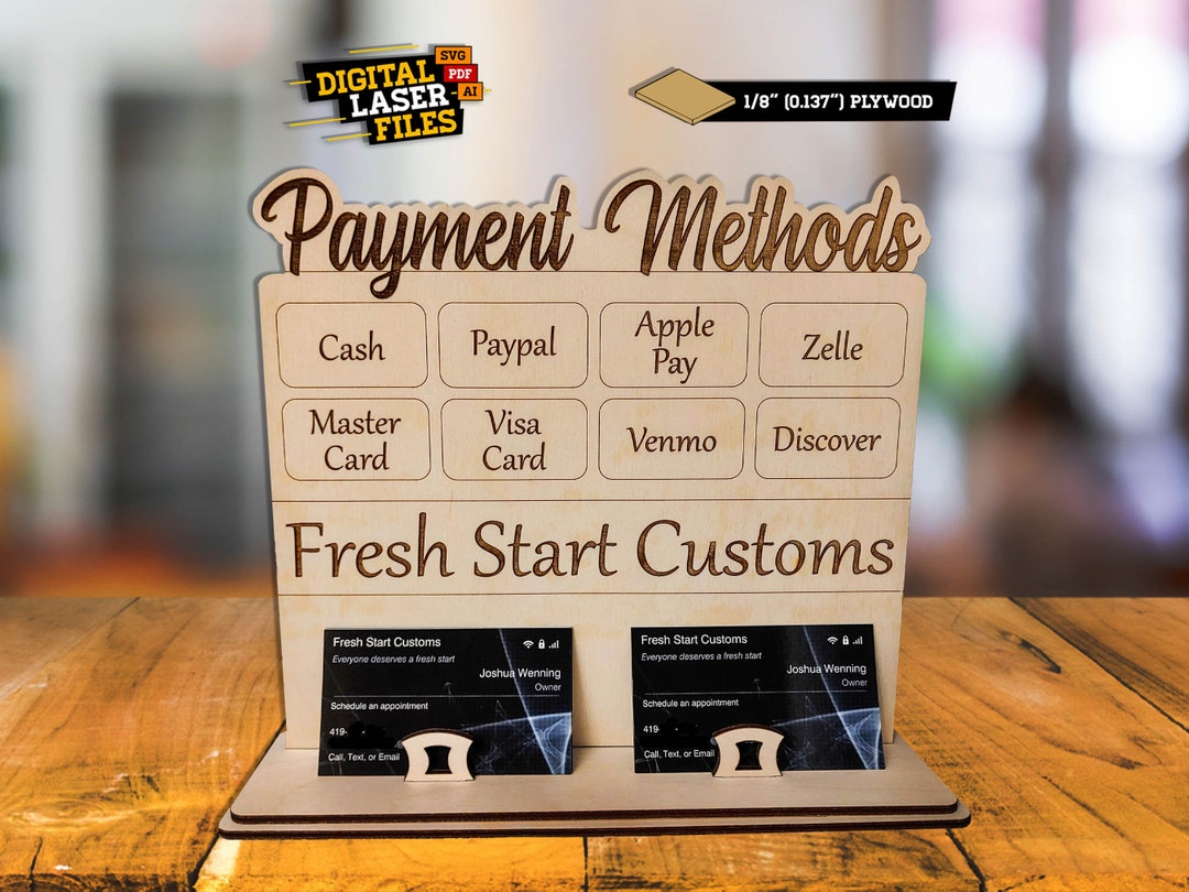 Payment Methods Stand SVG + Ai Laser Cut Files -- INSTANT DOWNLOAD - Etsy