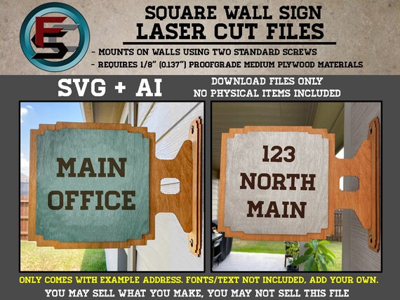 Square Wall Sign SVG Ai Laser Cut Files INSTANT DOWNLOAD - Etsy