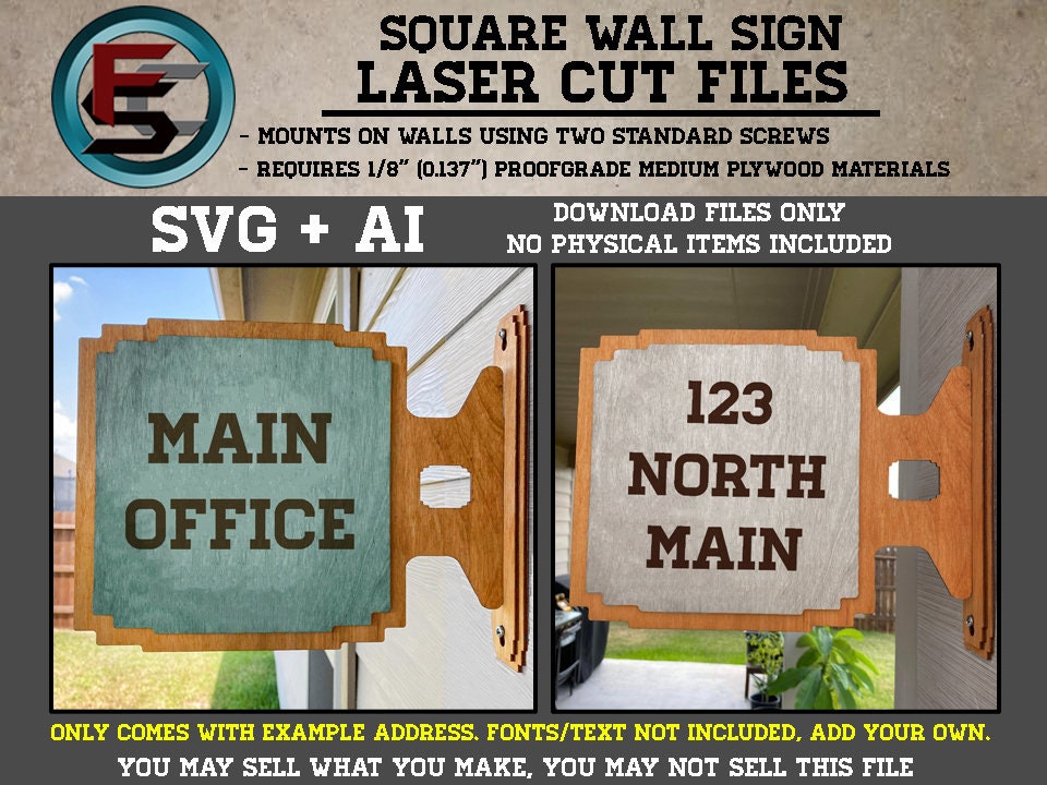 Square Wall Sign SVG Ai Laser Cut Files INSTANT DOWNLOAD - Etsy