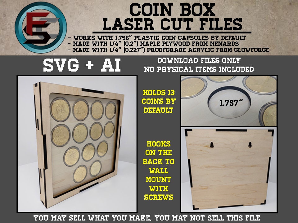 Coin Box SVG + Ai Laser Cut Files -- INSTANT DOWNLOAD - Etsy