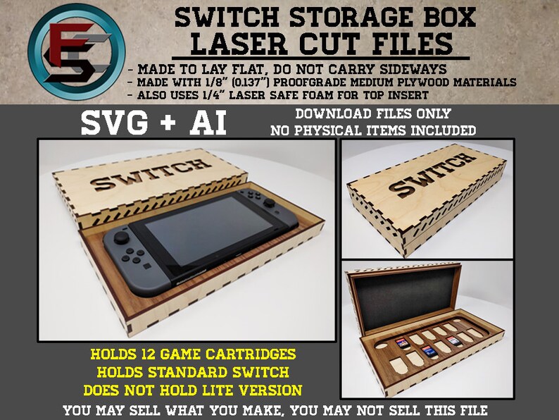 Switch Storage Box SVG Ai Laser Cut Files INSTANT | Etsy