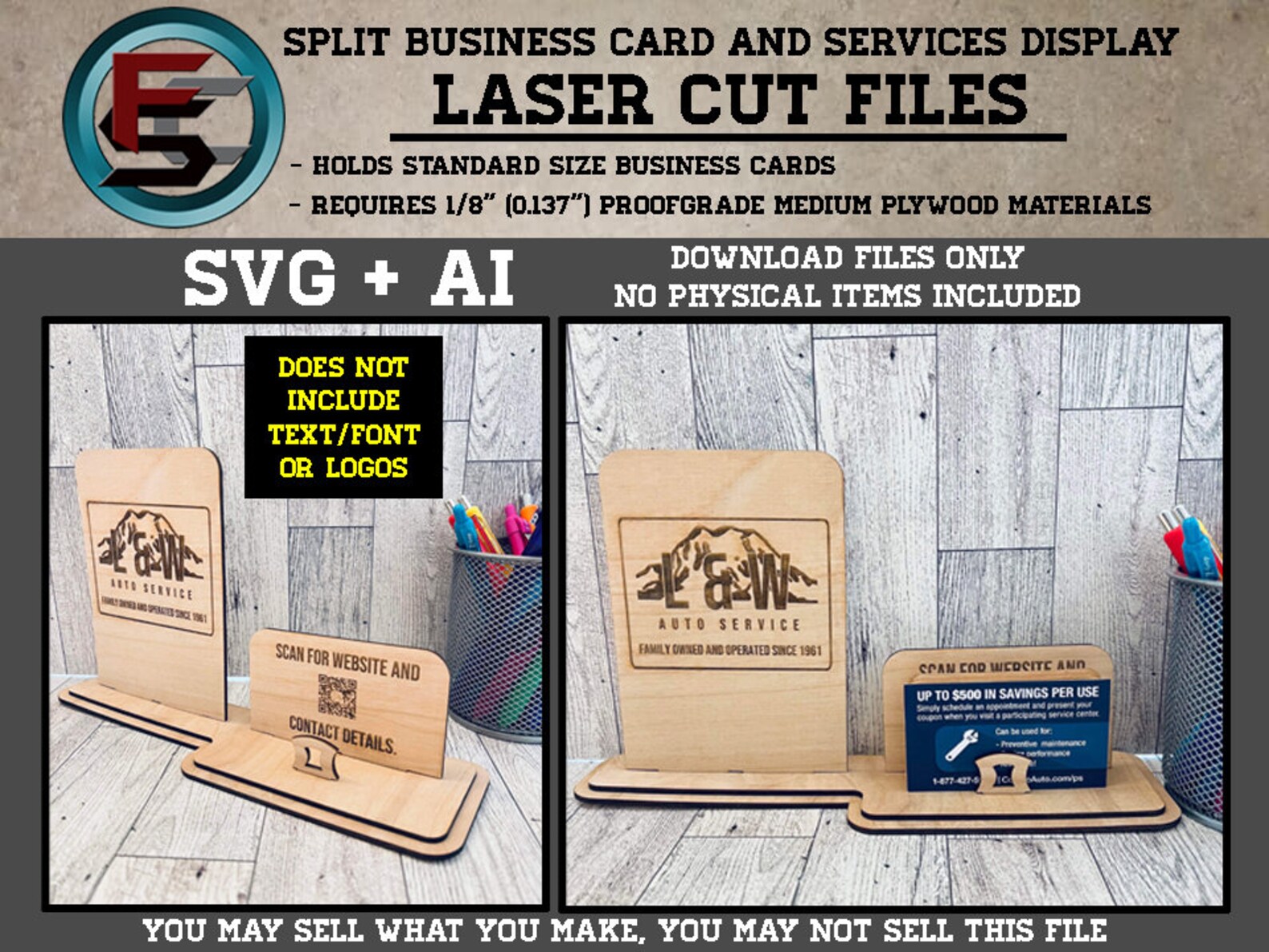 Split Business Card and Services Display SVG Ai Laser Cut | Etsy