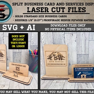 Split Business Card and Services Display SVG + Ai Laser Cut Files ...