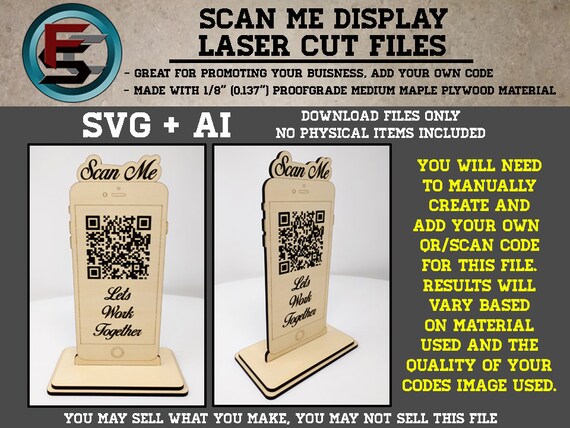 Scan Me Display SVG Ai Laser Cut Files INSTANT DOWNLOAD | Etsy