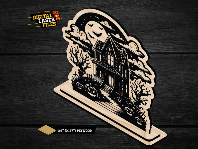 Spooky House Stand up SVG + Ai Laser Cut Files -- INSTANT DOWNLOAD - Etsy