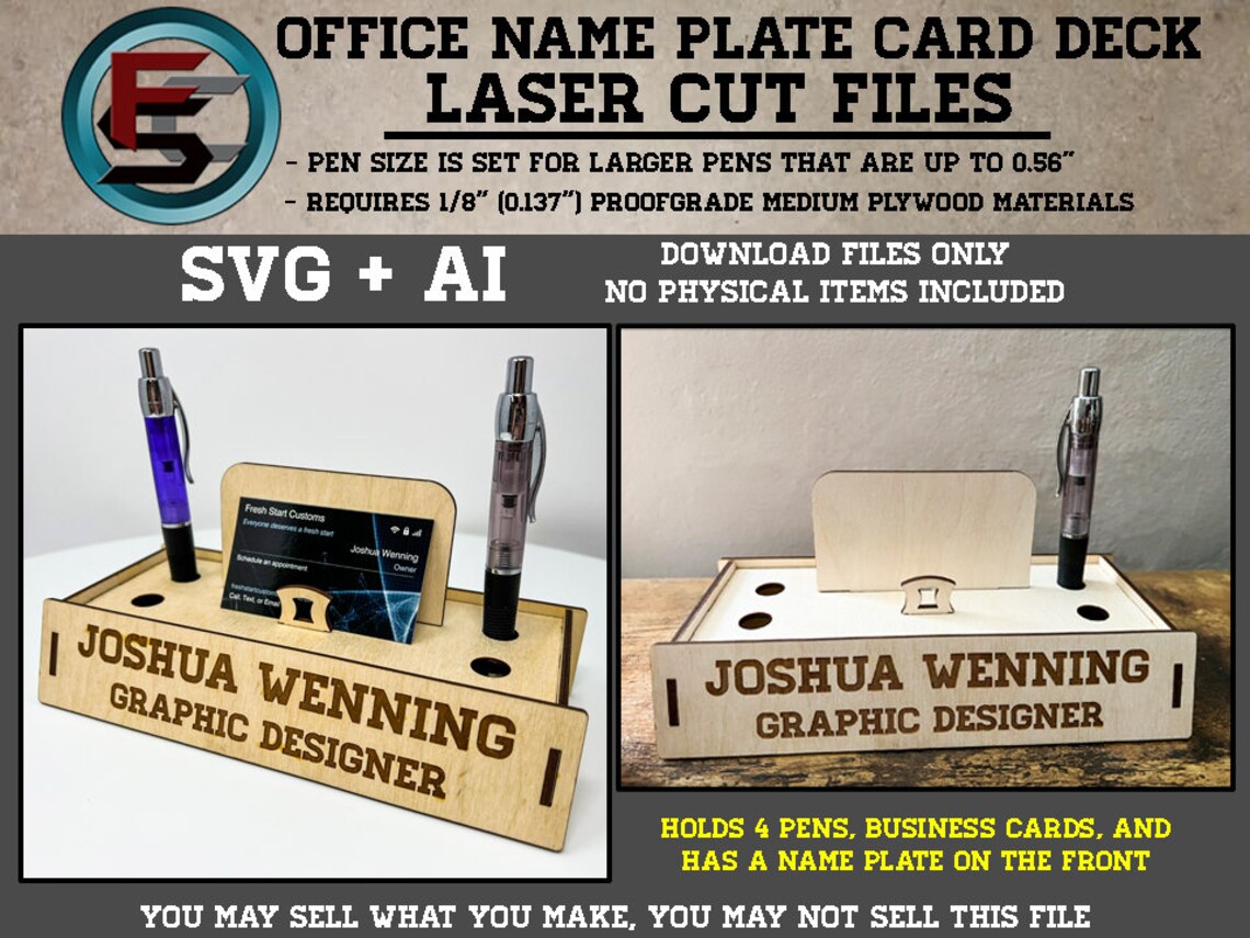 Office Name Plate Card Deck SVG Ai Laser Cut Files - Etsy
