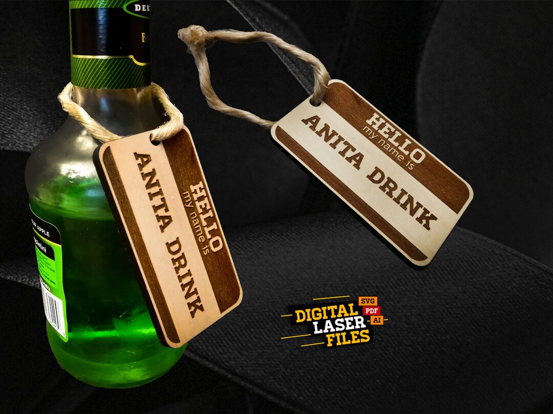 Drink Tag SVG + Ai Laser Cut Files -- INSTANT DOWNLOAD - Etsy