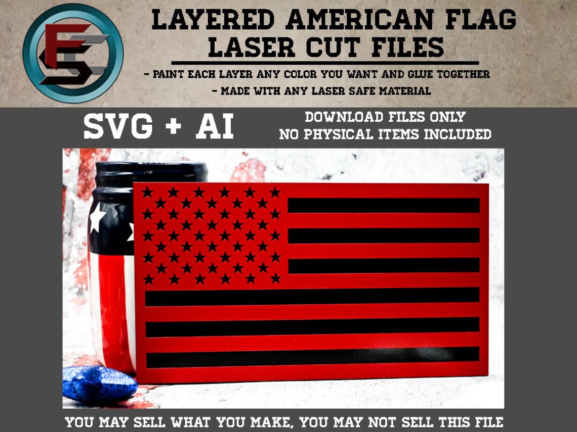 Layered American Flag SVG Ai Laser Cut Files INSTANT - Etsy