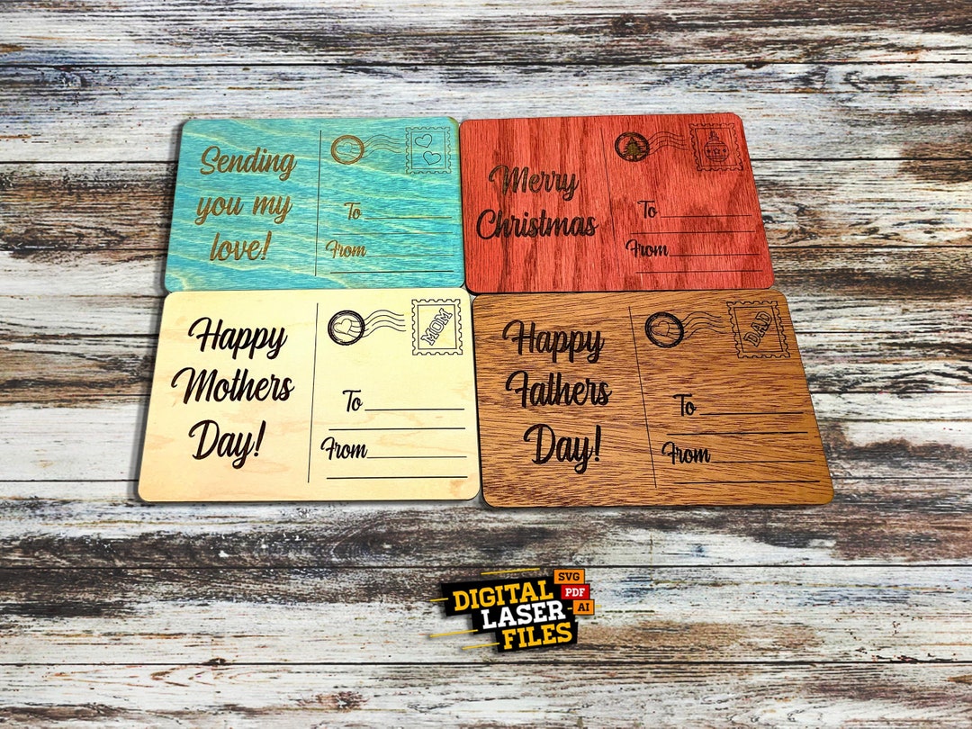 Postcards 4 Pack SVG + Ai Laser Cut Files -- INSTANT DOWNLOAD - Etsy