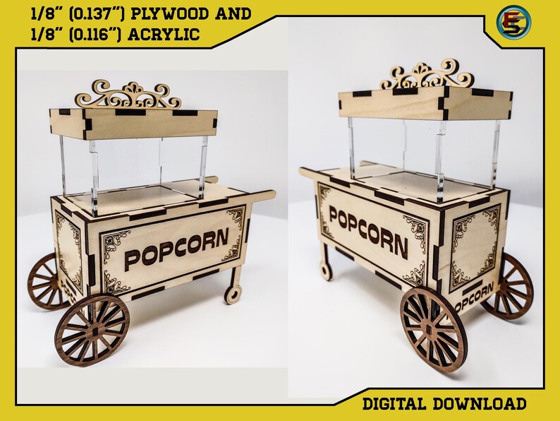 Popcorn Stand SVG Ai Laser Cut Files INSTANT DOWNLOAD - Etsy
