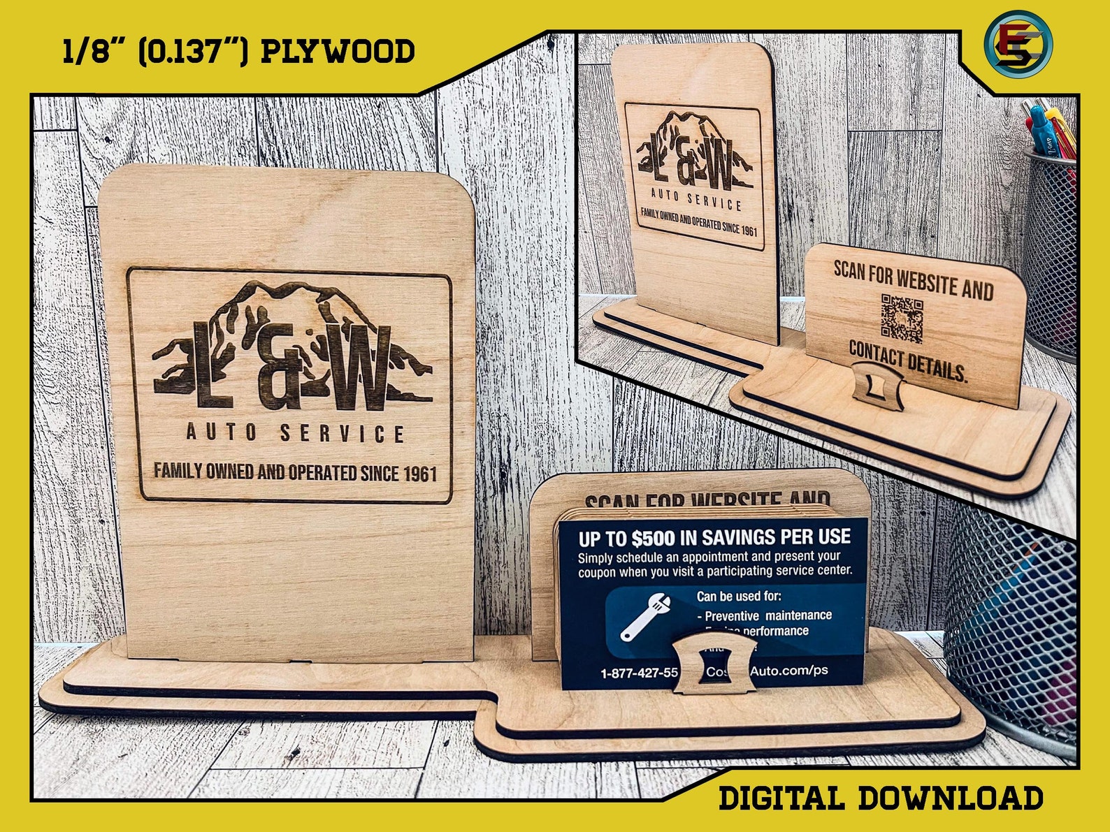 Split Business Card and Services Display SVG Ai Laser Cut - Etsy