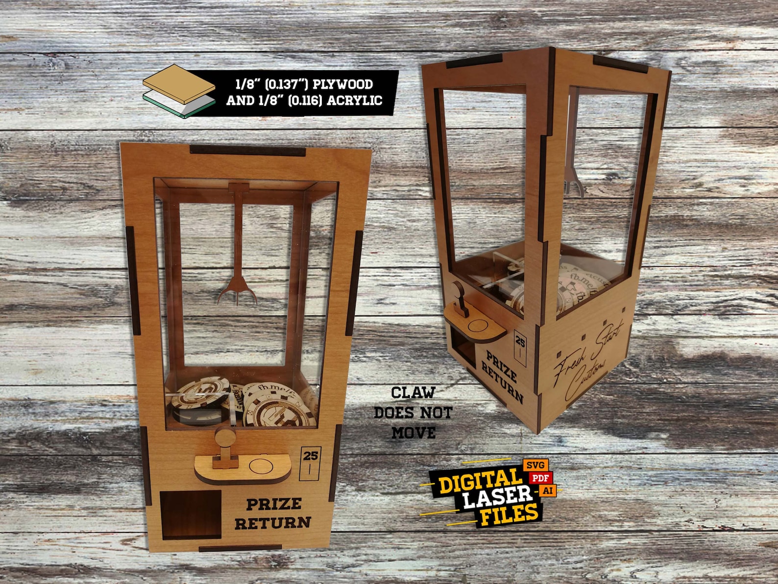 Arcade Claw Machine SVG + Ai Laser Cut Files -- INSTANT DOWNLOAD - Etsy