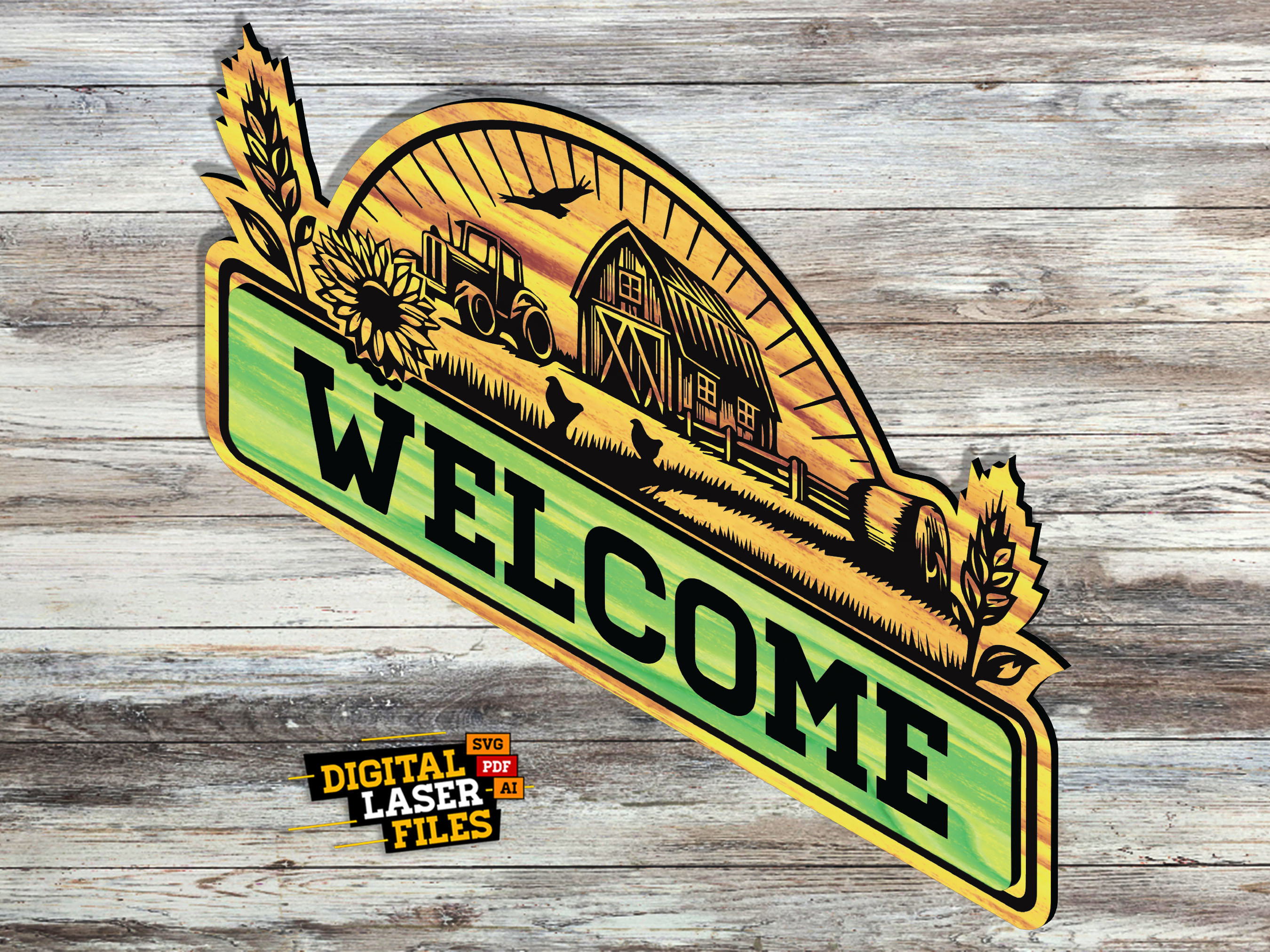 Welcome to Our Farm Sign SVG + Ai Laser Cut Files -- INSTANT DOWNLOAD ...