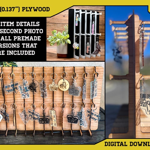 3 Tier Keychain Stand SVG Ai Laser Cut Files INSTANT - Etsy
