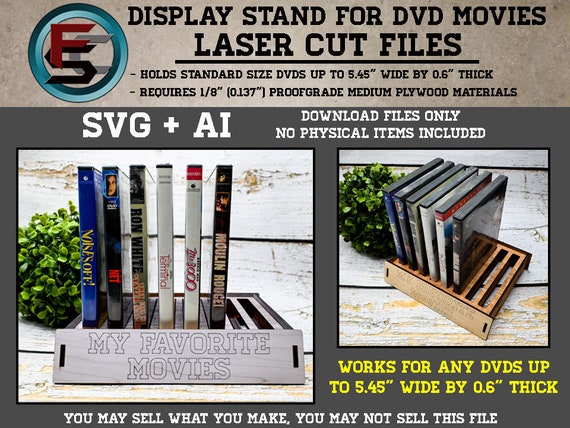 Display Stand for DVD Movies Svg Ai Laser Cut Files - Etsy