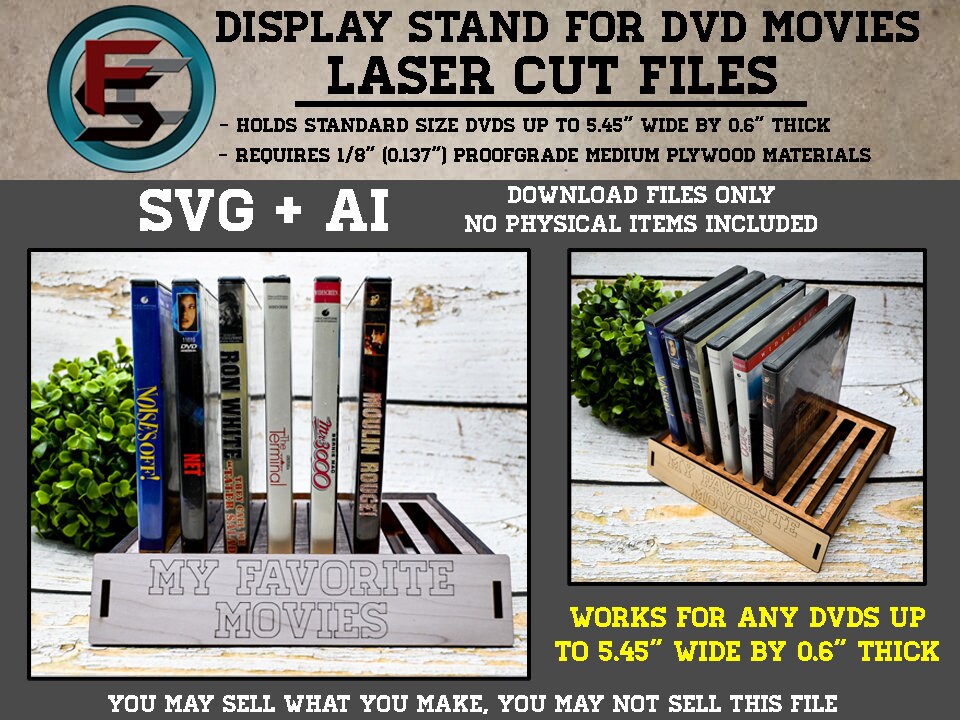 Display Stand for DVD Movies Svg + Ai Laser Cut Files -- INSTANT ...