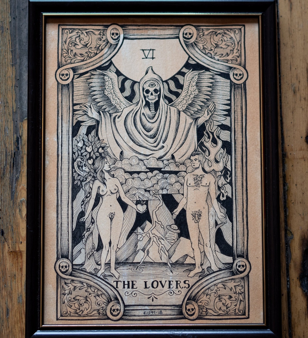 The Lovers Tarot Card A4 Print - Etsy