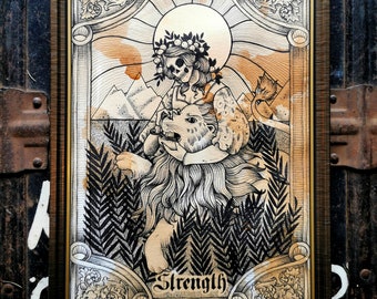 Strength Tarot Card Print the Strength Card Neutral Vibe - Etsy