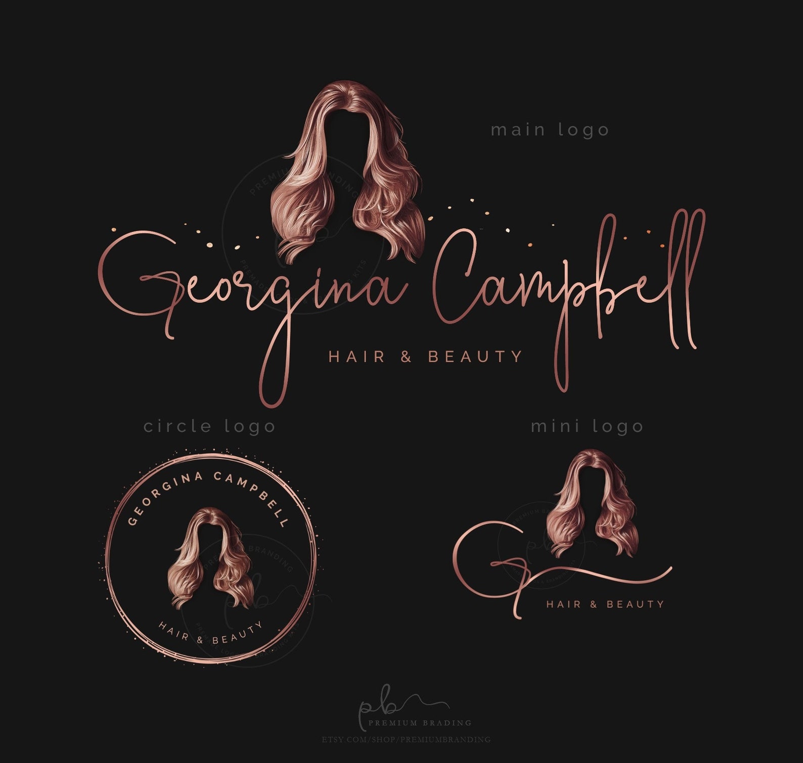 Hair Extension Logo Wig Logo Hairstylist Logo Luxury Hair | Etsy