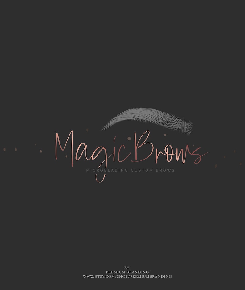 Microblading & Custom Brows Rose Gold Logo, PMU Brow Artist Branding ...