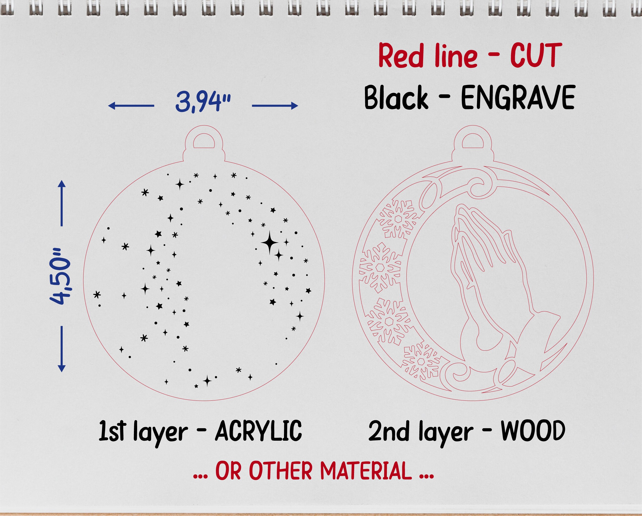 Praying Hands Ornament Glowforge SVG Christian Christmas - Etsy