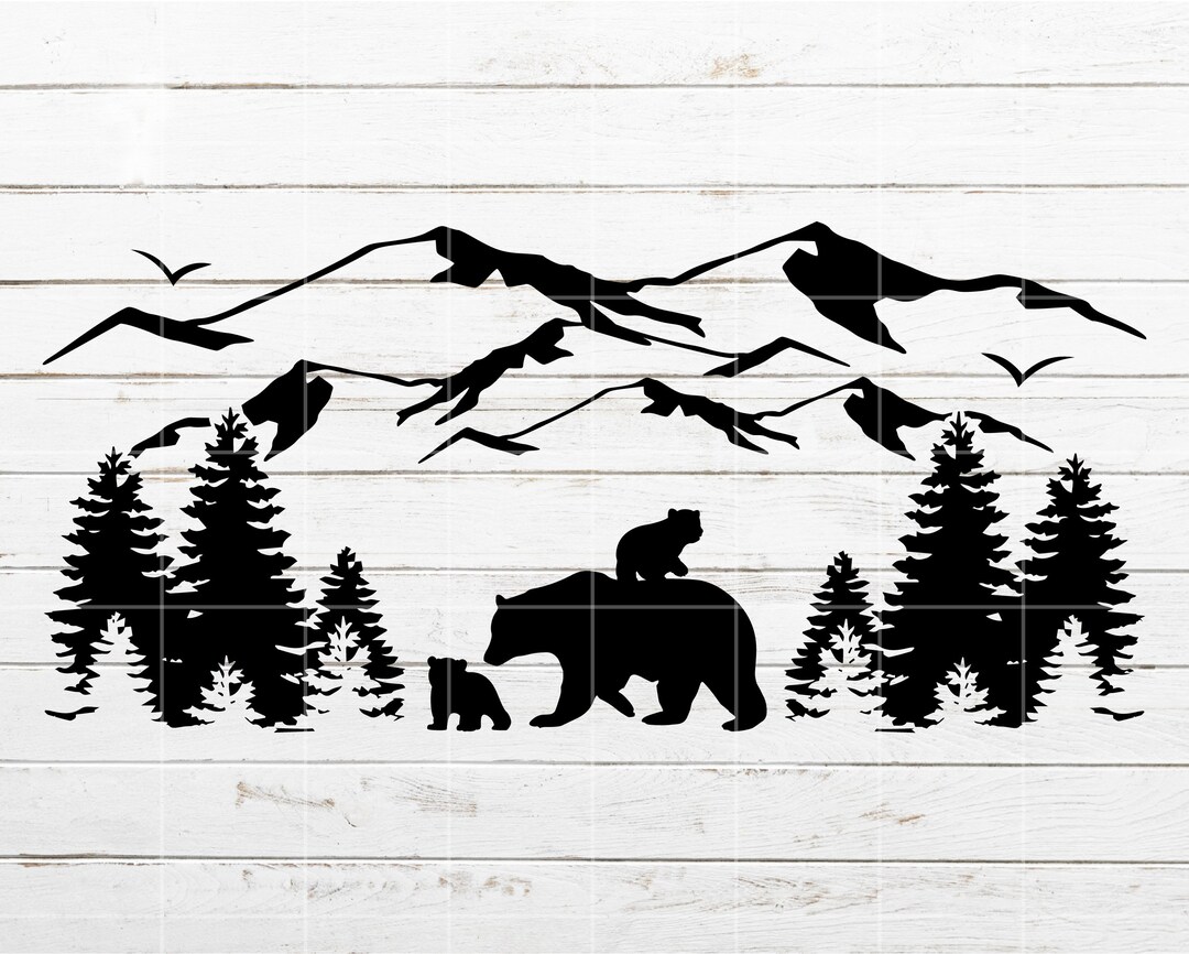 Mama Bear SVG, Mountain SVG, Forest SVG, Camping Nature Scenery Svg for ...