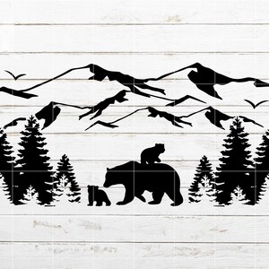 Mama Bear SVG, Mountain SVG, Forest SVG, Camping Nature Scenery Svg for ...