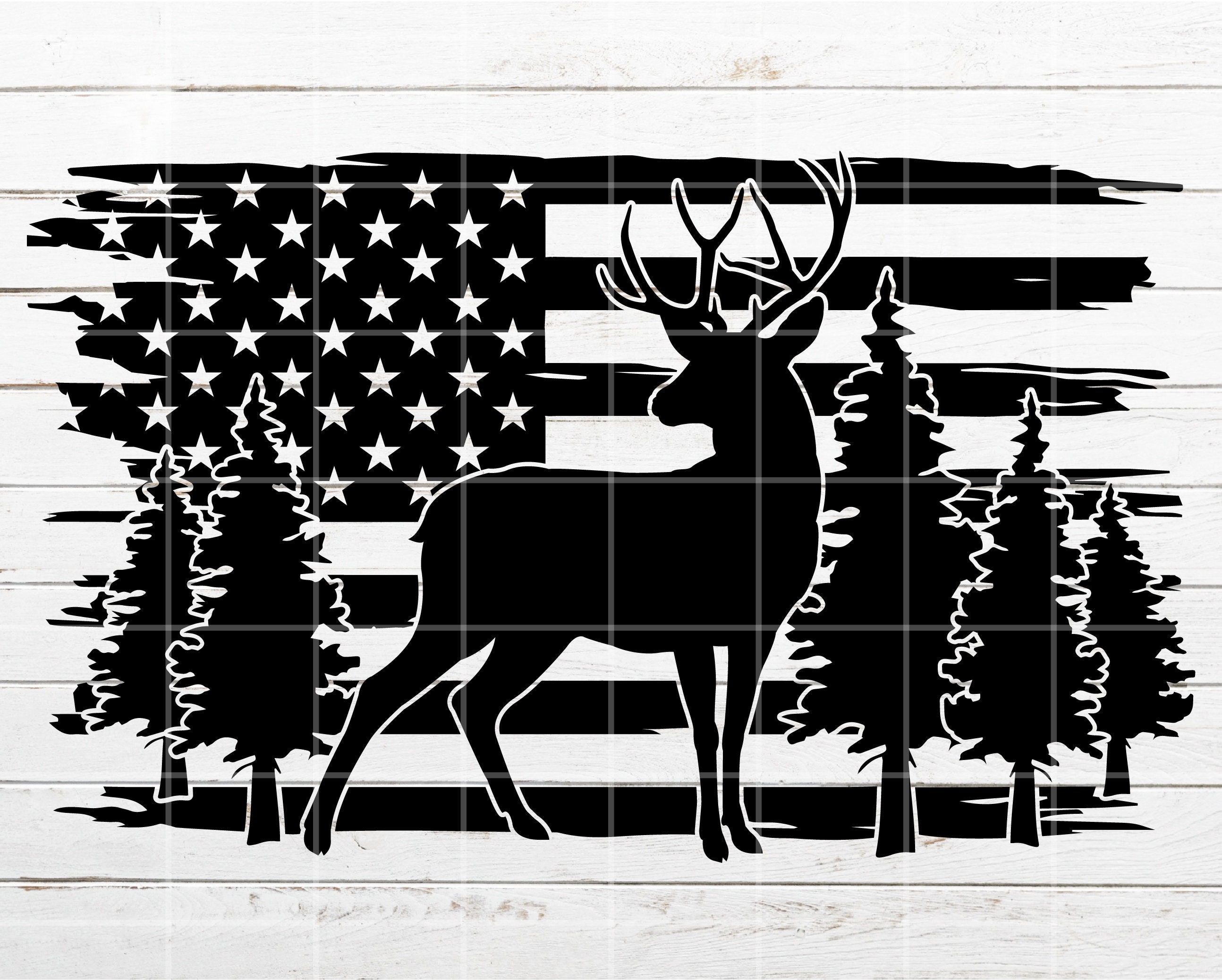 Hunting Flag SVG Deer SVG Distressed American Flag Svg - Etsy