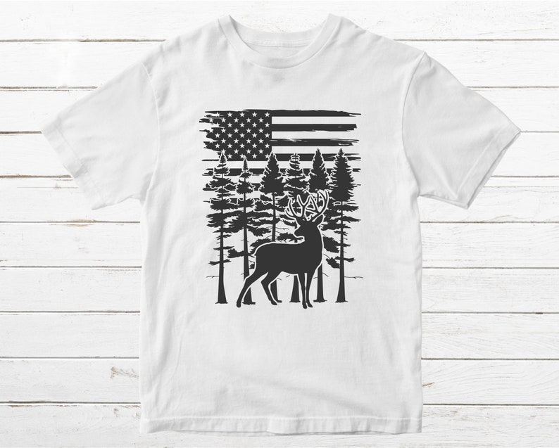 Deer Flag SVG Forest SVG Distressed Flag Svg Pine Tree Svg | Etsy