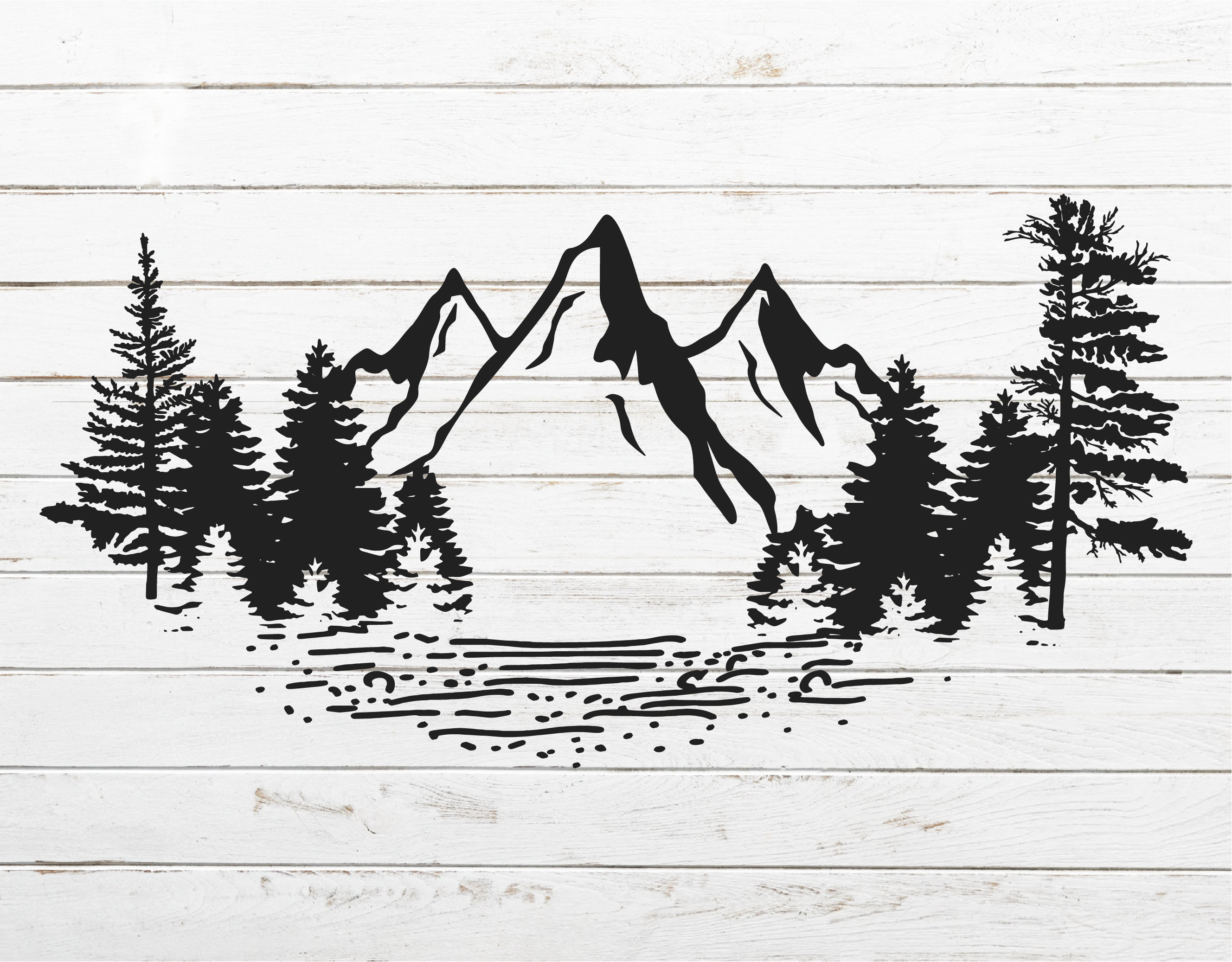 Mountain SVG Tree SVG Trees and Mountain Svg Landscape SVG | Etsy