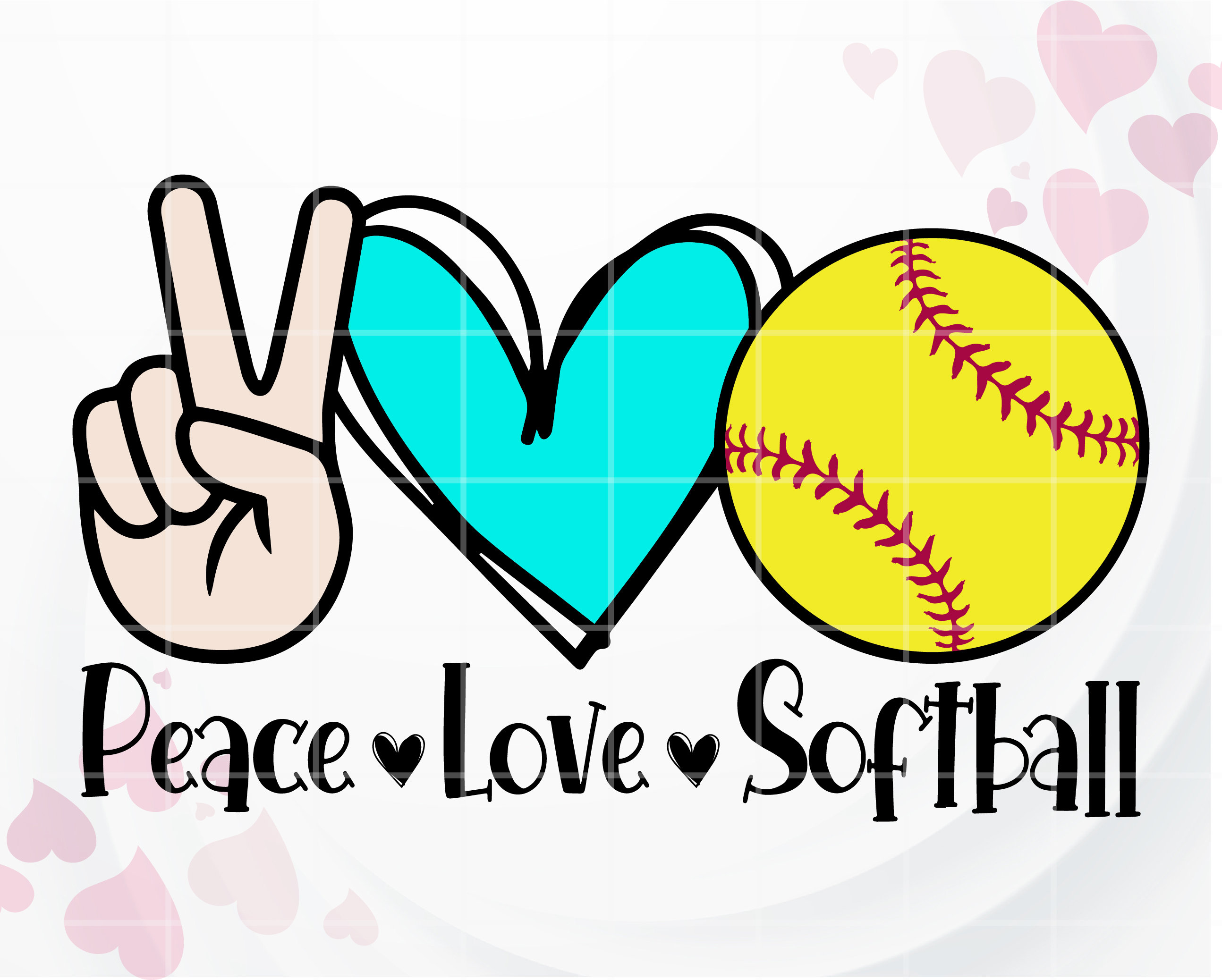 Peace Love Softball SVG Cut File PNG Sublimation Fan Design - Etsy
