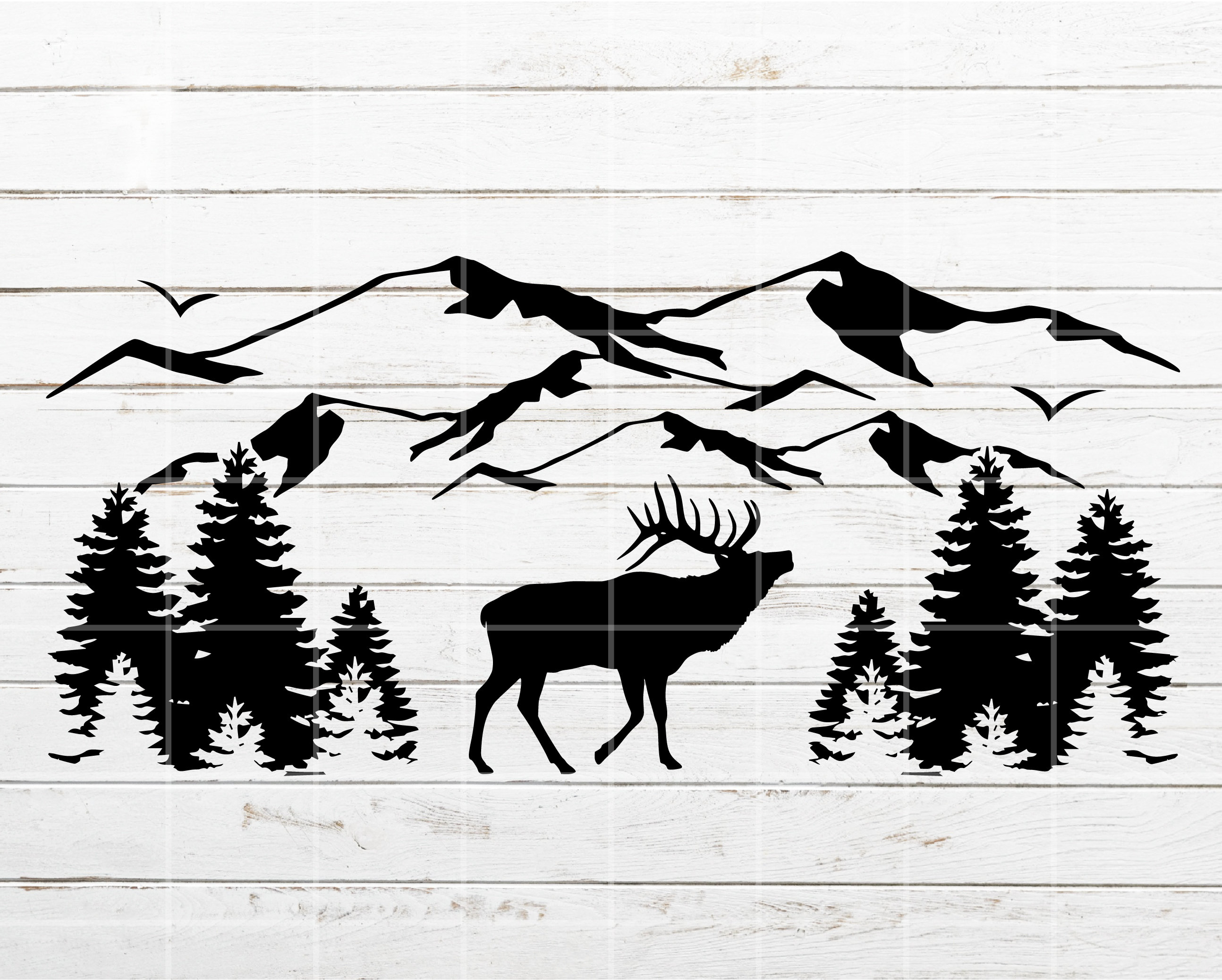 Mountain SVG, Elk SVG, Hunting SVG, Forest Tree Svg, Nature Scene Svg ...