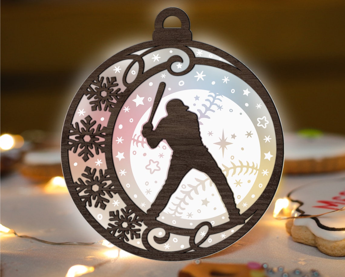 Baseball Ornament Glowforge SVG Christmas Laser Cut File - Etsy