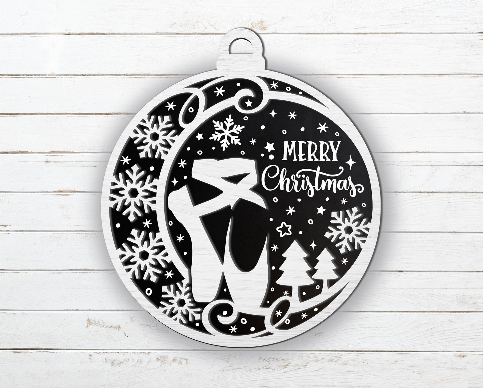 Ballet Pointe Shoes Christmas Ornament SVG Glowforge, Dancer Layered ...