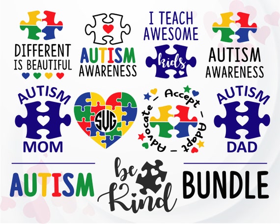 Autism SVG Bundle Autism Awareness SVG Be Kind Svg Autism | Etsy