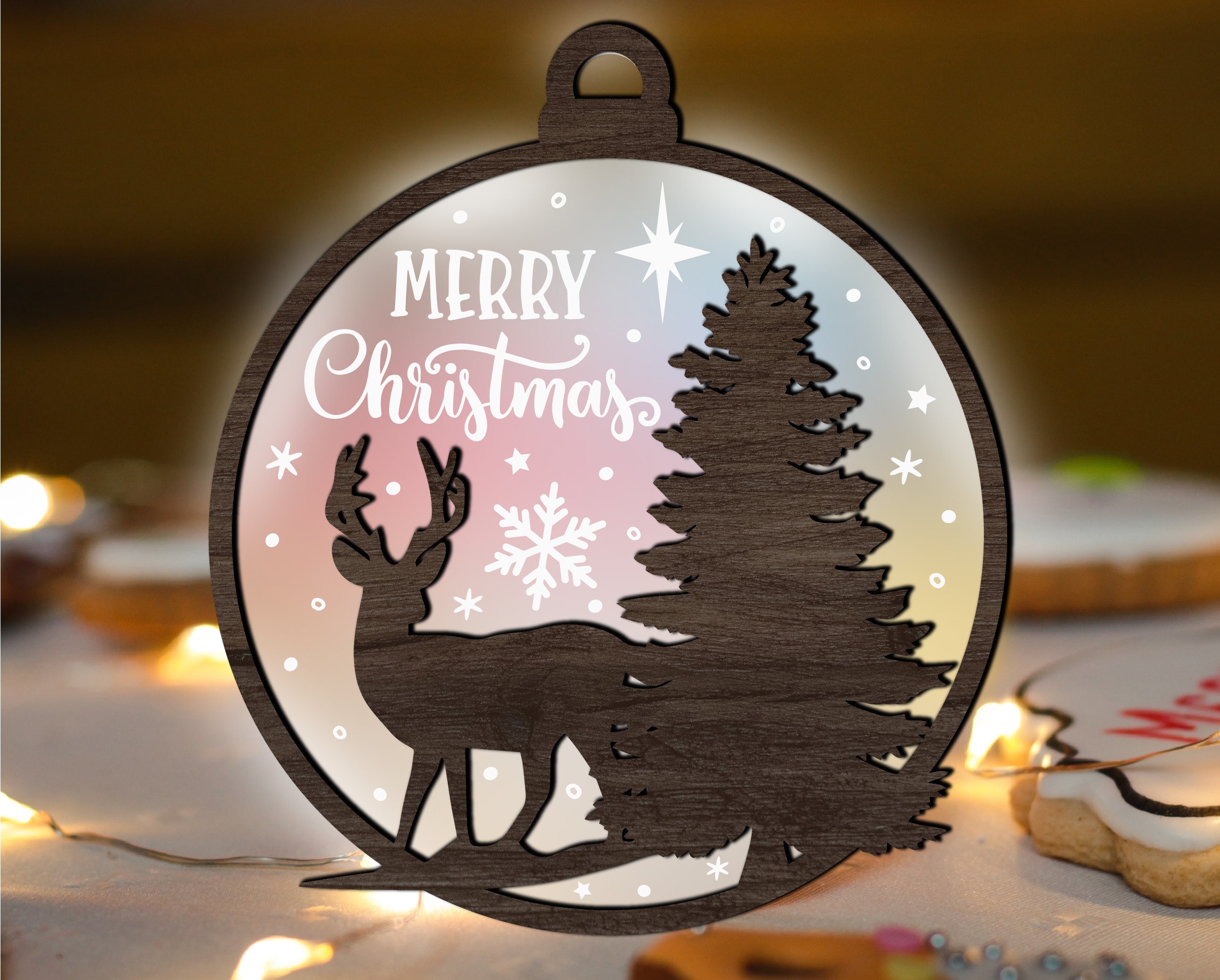Hunting Christmas Ornament SVG Glowforge Deer Laser Cut File - Etsy
